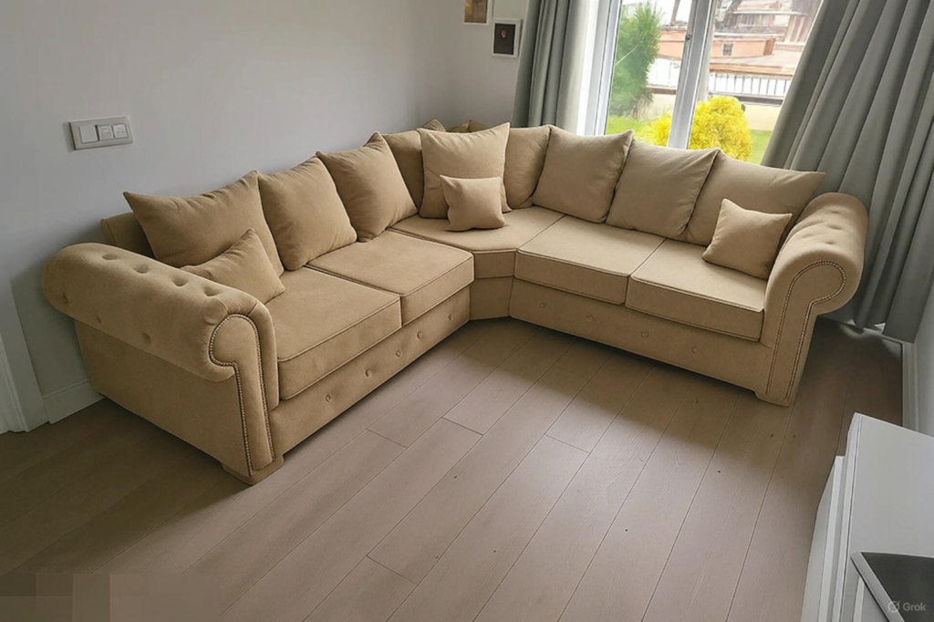 Lauren Corner Chesterfeild Sofa in Cream Color-Free Delivery